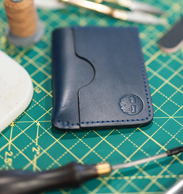 Leather cash/card holder with Diamond Awl - Makers Central